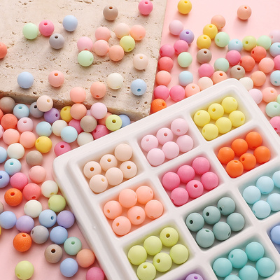 8/10mm亚克力实色磨砂圆珠散珠子