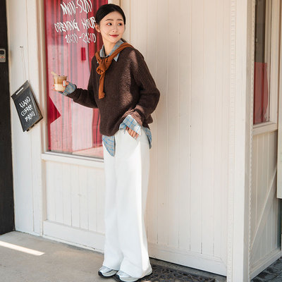 justalit垂感阔腿西装裤