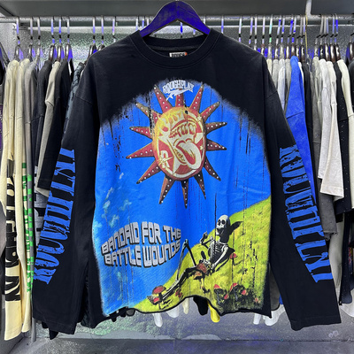 RoughPlay SunShower Long Sleeve烫钻设计LOGO青年百搭长袖T恤