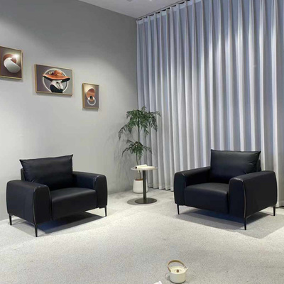 办公洽谈沙发接待室猫爪皮三人位会客区贵宾商务黑色老板办公室用