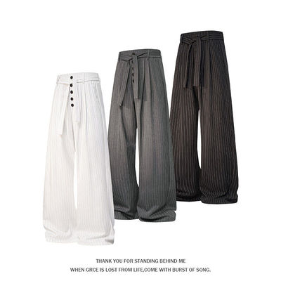 夏季男休闲裤2026透气轻薄复古高级百搭潮牌宽松阔腿直筒西装裤子