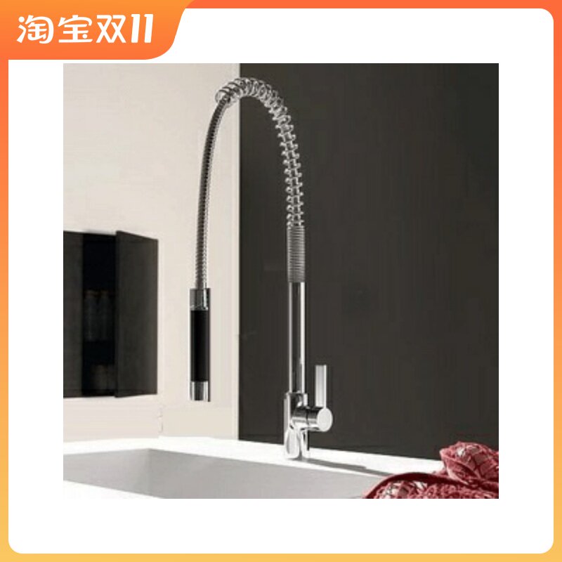 冠爵厨卫全铜冷热水美式弹簧万向可旋转厨房洗碗池菜盆水槽龙头
