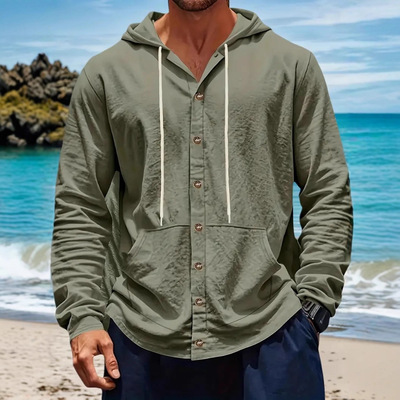 Men's sweaters minimalist beach hooded long sleeved shirts