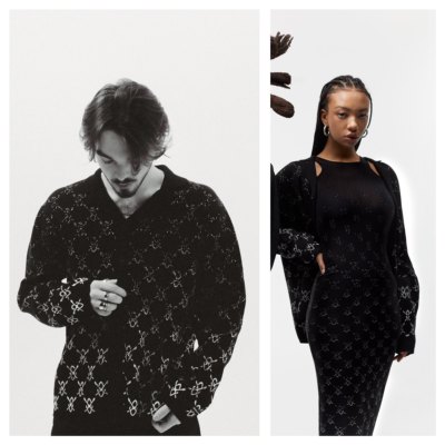 荷兰轻奢街头DP老花渐变针织开衫