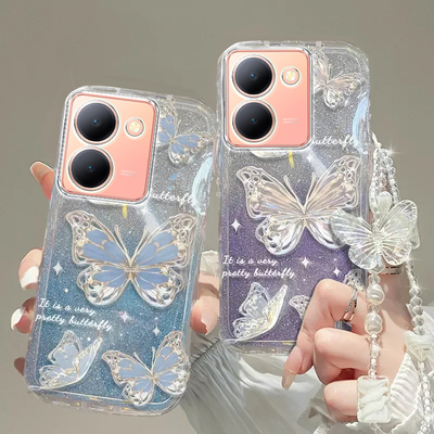 vivo Y77T手机壳Y70S透明Y7s蝴蝶Y71T套Y73全包Y79防摔Y75潮Y76S奢华Y81s高档Y83手链Y78闪粉Y85男女vivoY77T