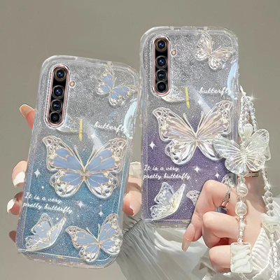 Realme真我x50pro手机壳Realme Q透明Q2蝴蝶Q3套23全包X防摔X2潮Q5新V5高档13手链V60闪粉20大师v25狂欢30