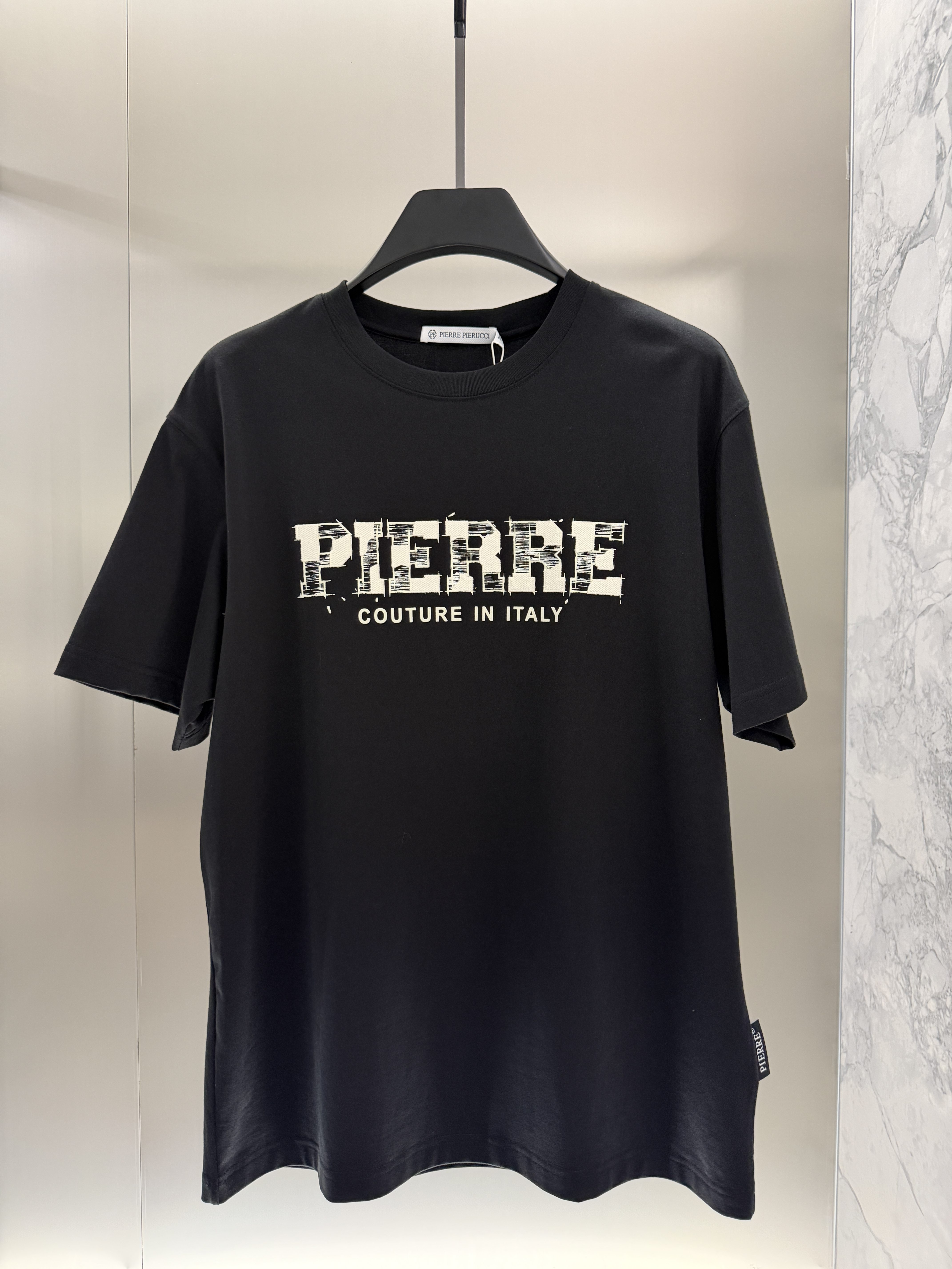 PIERRE PIERUCCI男装26夏季新款字母刺绣短袖T恤宽松休闲款262506
