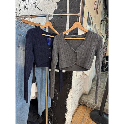 BM秋冬短款麻花显瘦针织开衫