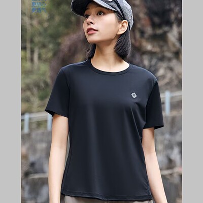 洁米凉感短袖T恤女25S103夏季新款圆领运动户外防晒速干休闲半袖
