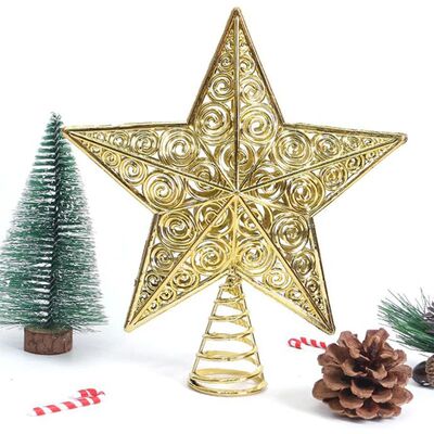 Gold Glitter Christmas Tree Top Iron Star Christmas Decorati