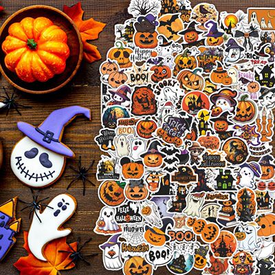 100 Halloween Cartoon Stickers Holiday Gift Material Hand Ac