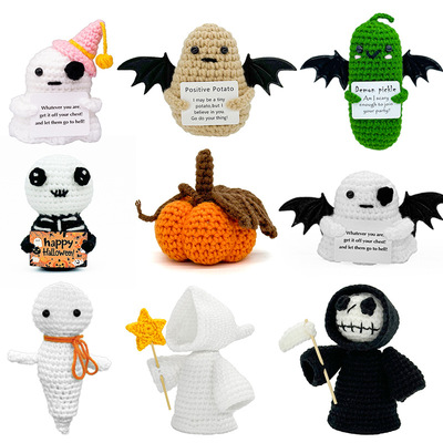 Finished Wool Handmade Crochet Doll Halloween Gift Ghost Kid