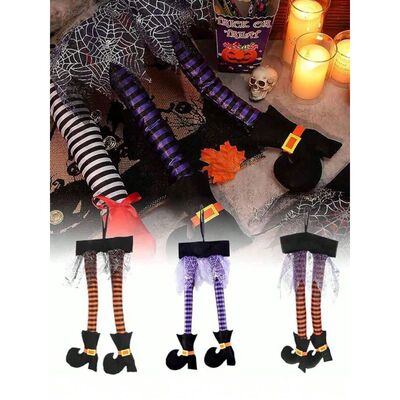 Halloween Witch Leg Decoration, Plush Filled Witch Legs for