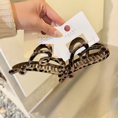 11.8韩国东大门baket发饰复古豹纹简约爱心抓夹