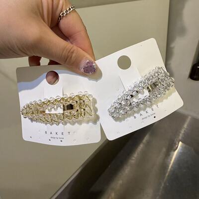 3.10韩国东大门baket发饰透明串珠精致边夹发夹