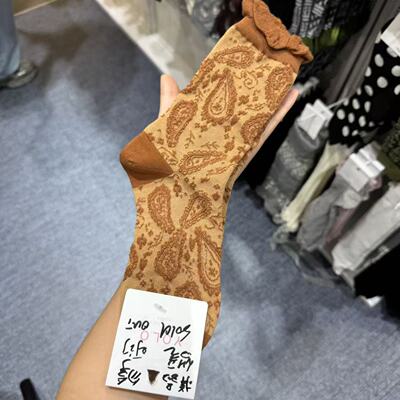 9.28东大门韩国YOLO复古腰果花袜子女