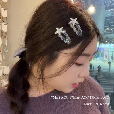 2.24韩国东大门baket发饰新款透明细闪彩钻五角星星边夹发夹