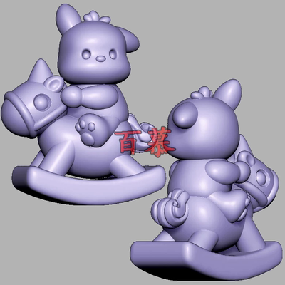 木马帕恰狗三维立体图圆雕图STL文件雕刻机3D立体模型3412