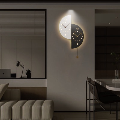 2026新款客厅家用挂钟转角时钟夜间带灯网红钟表静音创意拐角钟