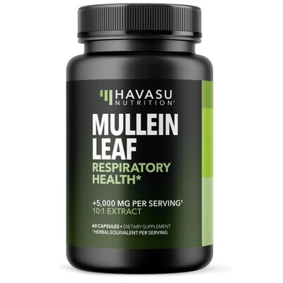 美国Mullein 毛蕊叶胶囊呼吸健康 5000毫克提取物10:1肺部支持