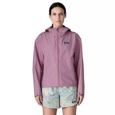海外代购PATAGONIA女士户外休闲衣防雨防风连帽浅紫色徒步露营
