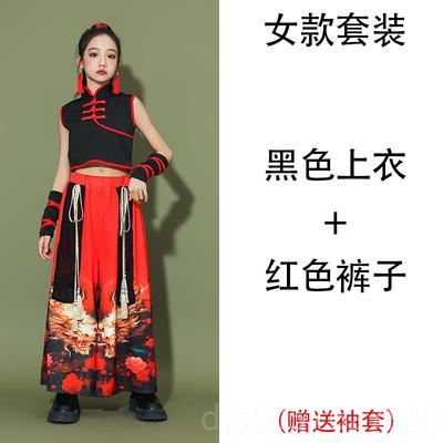 高档元旦儿鼓童演出服中国风潮服女童爵士舞服装走打服秀武术表演