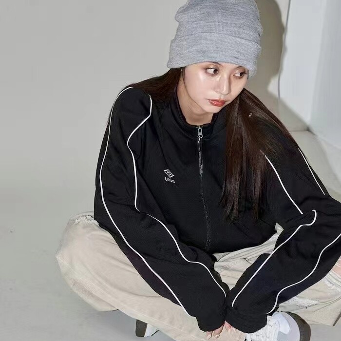 日系 复古休闲宽松 长袖工运动装夹克外套女