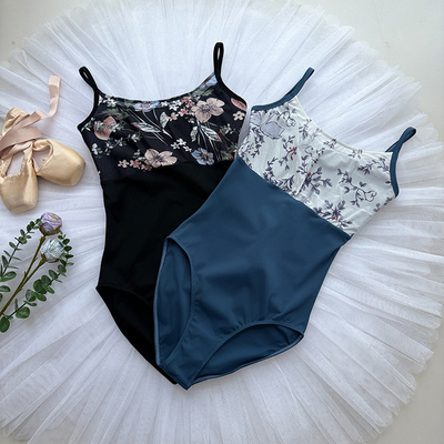 芭蕾舞练功服吊带印花中高体操服连体服艺考基训服舞蹈服形体服