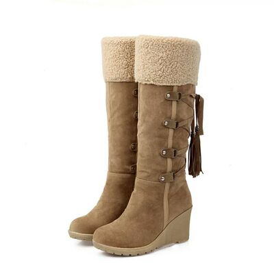 Matsuo Thick Bottom Slope Heel Boots Large size Snow Boots