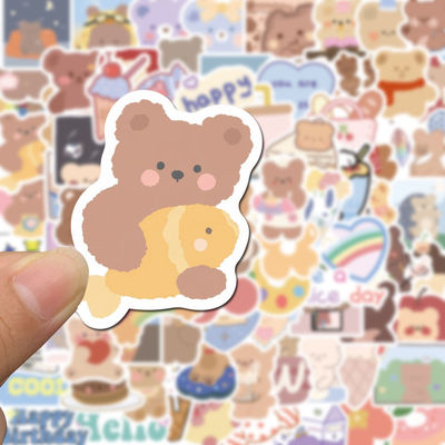 100张不重复ins可爱小熊贴纸韩国