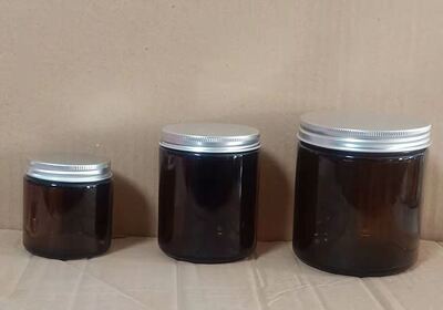 蜡烛罐杯250ml茶色广口杯瓶棕色大口样品采样500ml透明玻璃瓶100