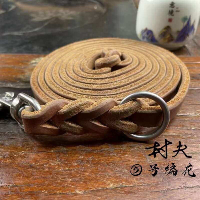 专业制作打比赛牵引绳村夫牵引带纯手工制作进口牛脊背牛皮德牧等
