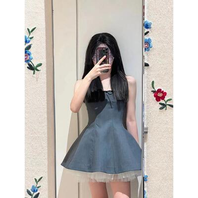 【zui高品质】shushu 可拆卸抹胸挂脖连衣裙少女感网纱蓬蓬裙sst