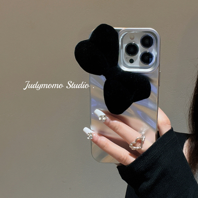 ins高级感立体银绸缎蝴蝶结新款