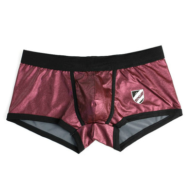 BRAVE PERSON男士内裤压光仿皮亮面印标舞台U凸低腰平角裤 BP1167