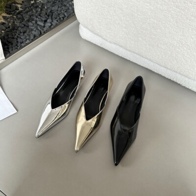 真皮配裙子浅口单鞋瓢鞋