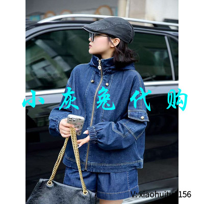小灰兔专柜正品代购2025新款牛仔夹克外套女宽松连帽立领540030