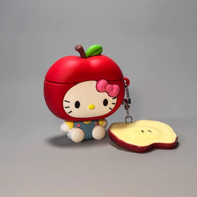 可爱红苹果Kitty猫适用vivotws5保护套iqootws5蓝牙耳机壳vivotws5hifi版保护壳硅胶vivotws4hifi版盒子卡通2