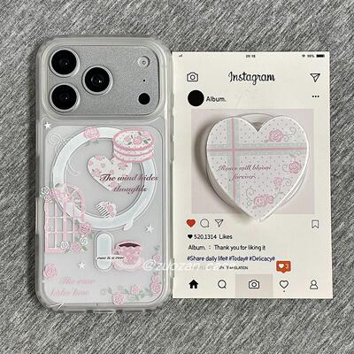 冰雾内置磁吸支架适用Google谷歌pixel手机壳6粉玫瑰蛋糕6pro防摔7pro女款8pro硬10磨砂10pro全包镜头plus+
