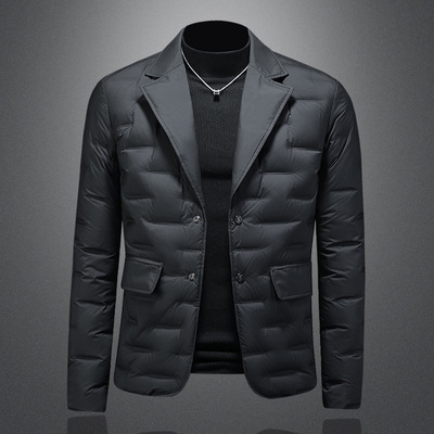 男装ggvv正品牌简木2025新款欧货冬季羽绒服男士西装领潮保暖外套