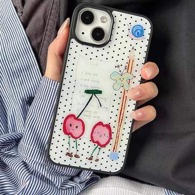 韩系ins简约波点樱桃铅笔