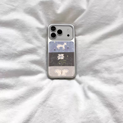 ins风插画复古小羊电镀银