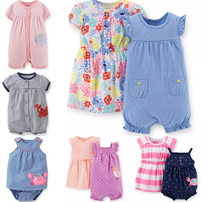 亏本清美国正品carters卡特女宝宝婴儿夏棉短袖连身衣连体衣