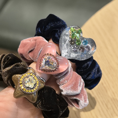 LERYAE韩国进口发饰S水钻爱心星星五星丝绒肠圈发圈发绳皮筋