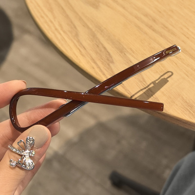 韩国进口发饰AZNAVOUR/AZ热巴同款棕色丝带大号长夹子发夹马尾夹