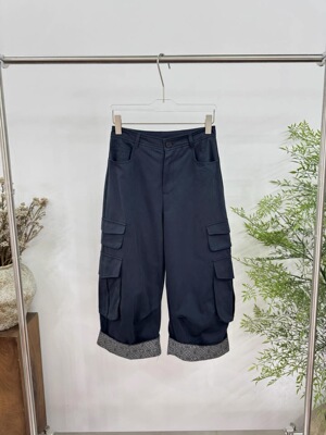 欧洲站2025秋季新款ph23时尚百搭宽松印花翻边休闲工装裤女3823