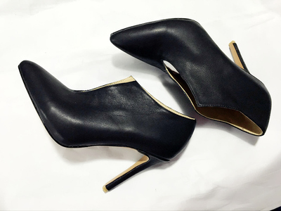 超高跟牛皮100毫米前开叉女士鞋