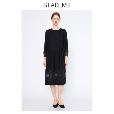 连衣裙readme冬女拼接羊毛绣花
