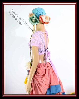 ATS部落肚皮舞choli2019年韩国蕾丝大圆领露背短袖上衣DDX04