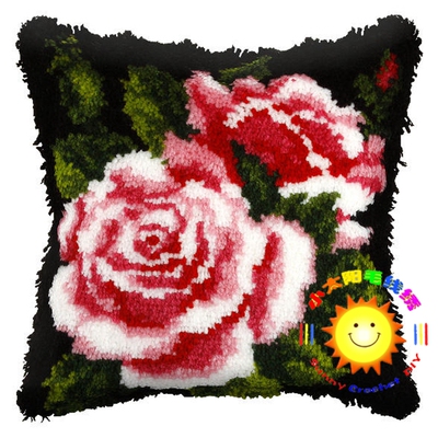 Latch Hook段段绣 抱枕 钩针绣 绒绣 小太阳 diy手工 牡丹花开